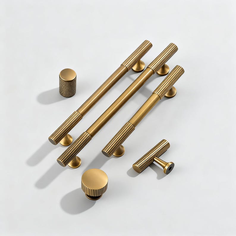 Linear Aged Brass Pulls | Antique Cabinet Handles | Brass Kitchen Pulls ...