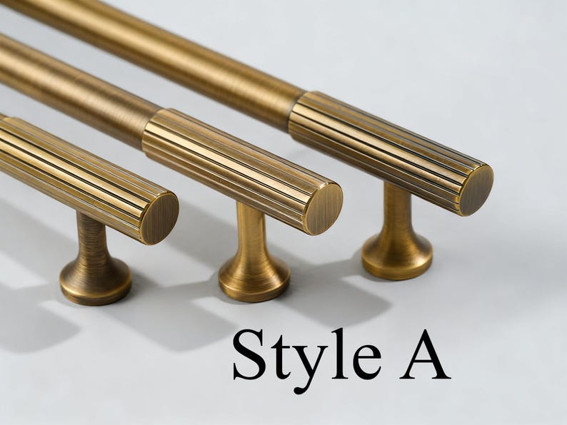 Antique Brass Knurled Cabinet Handles & Pulls, Solid Brass Construction ...
