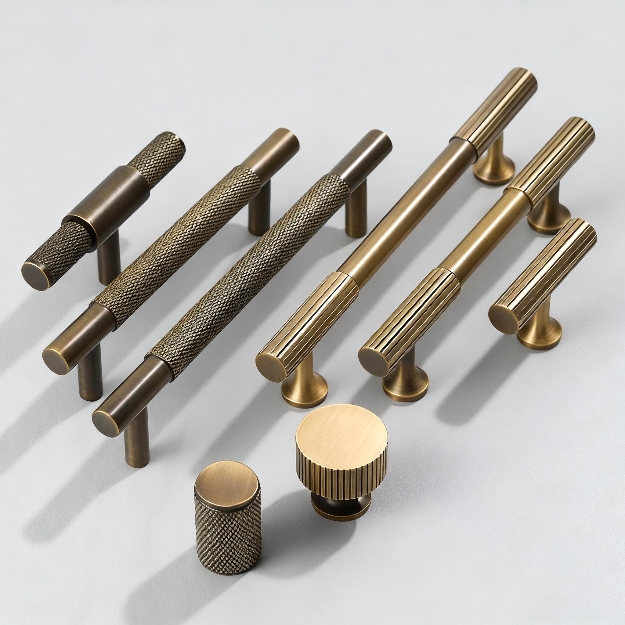 Antique Brass Knurled Cabinet Handles & Pulls, Solid Brass Construction ...