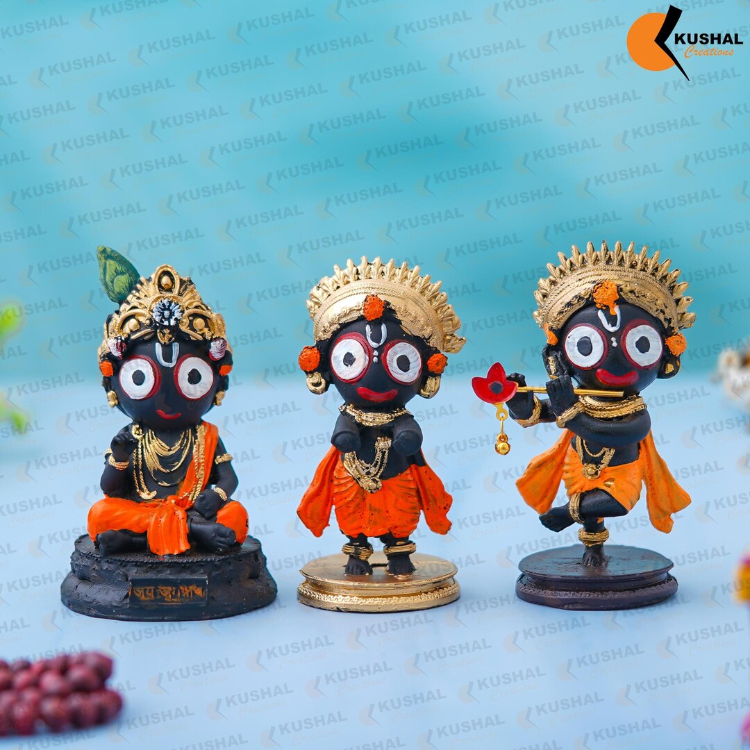 Kushal Creations Divine Lord Jagannath Trio Idol Set – Sitting ...
