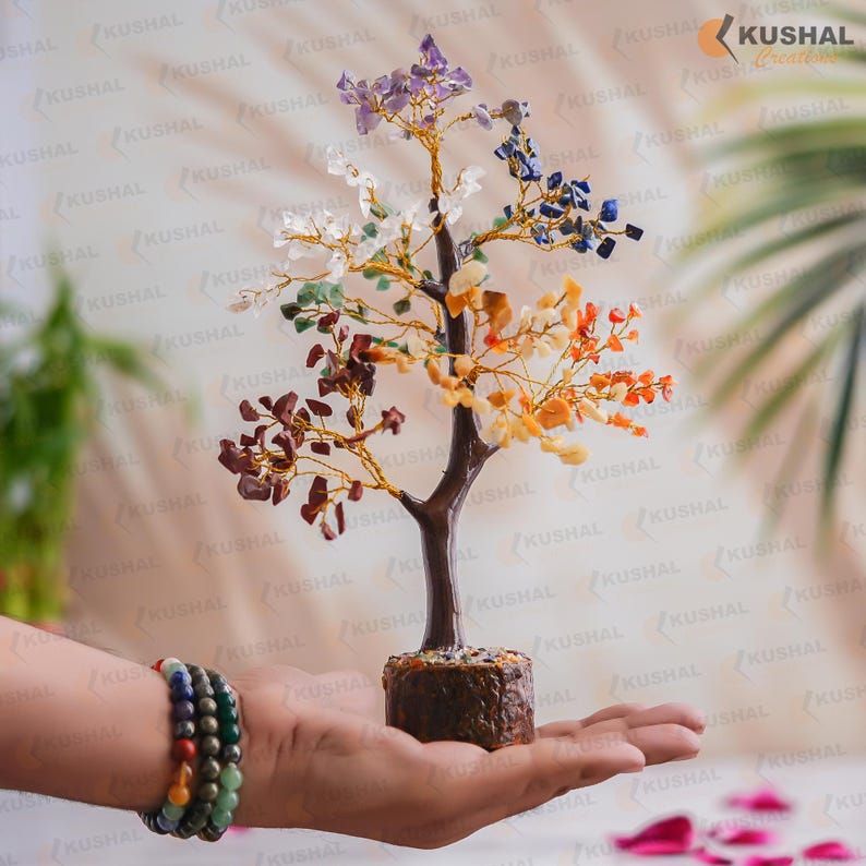 7 Chakra Crystal Tree of Life – Healing Stone Desk Decor - Etsy