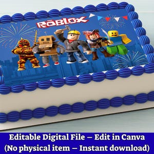 Editable Roblox Cake Topper – Printable Birthday Party Decoration ...