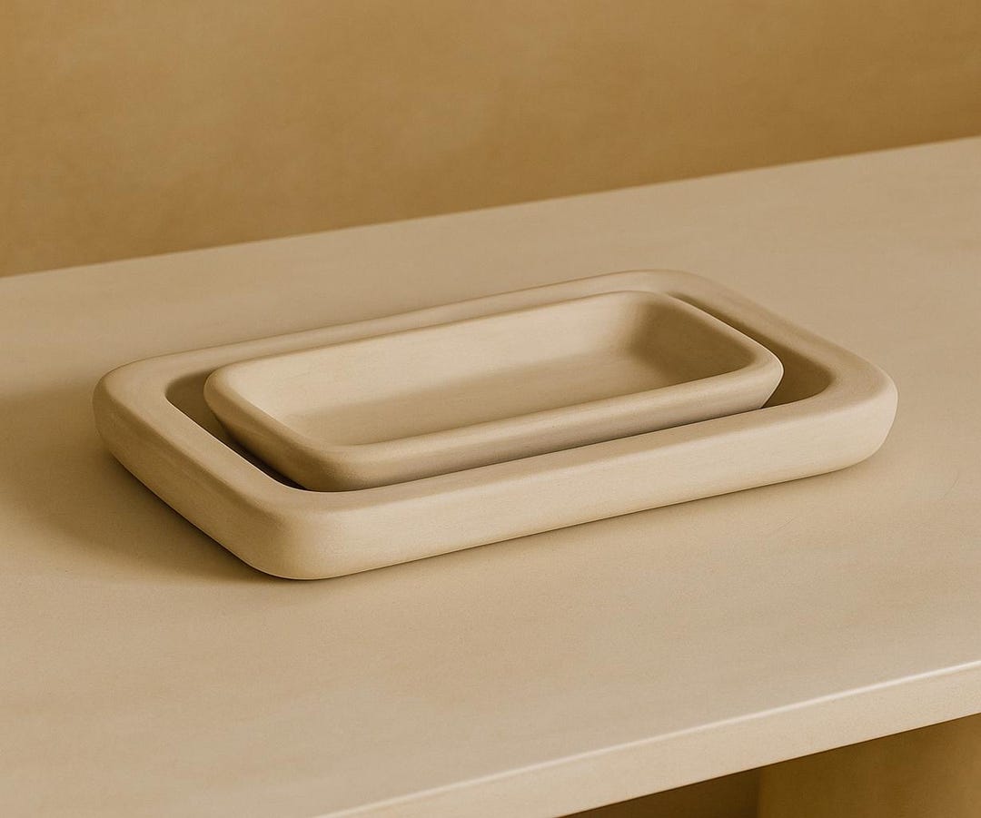 White Concrete Serving Trays: Modern Minimalist Design - Set of 2 - Etsy