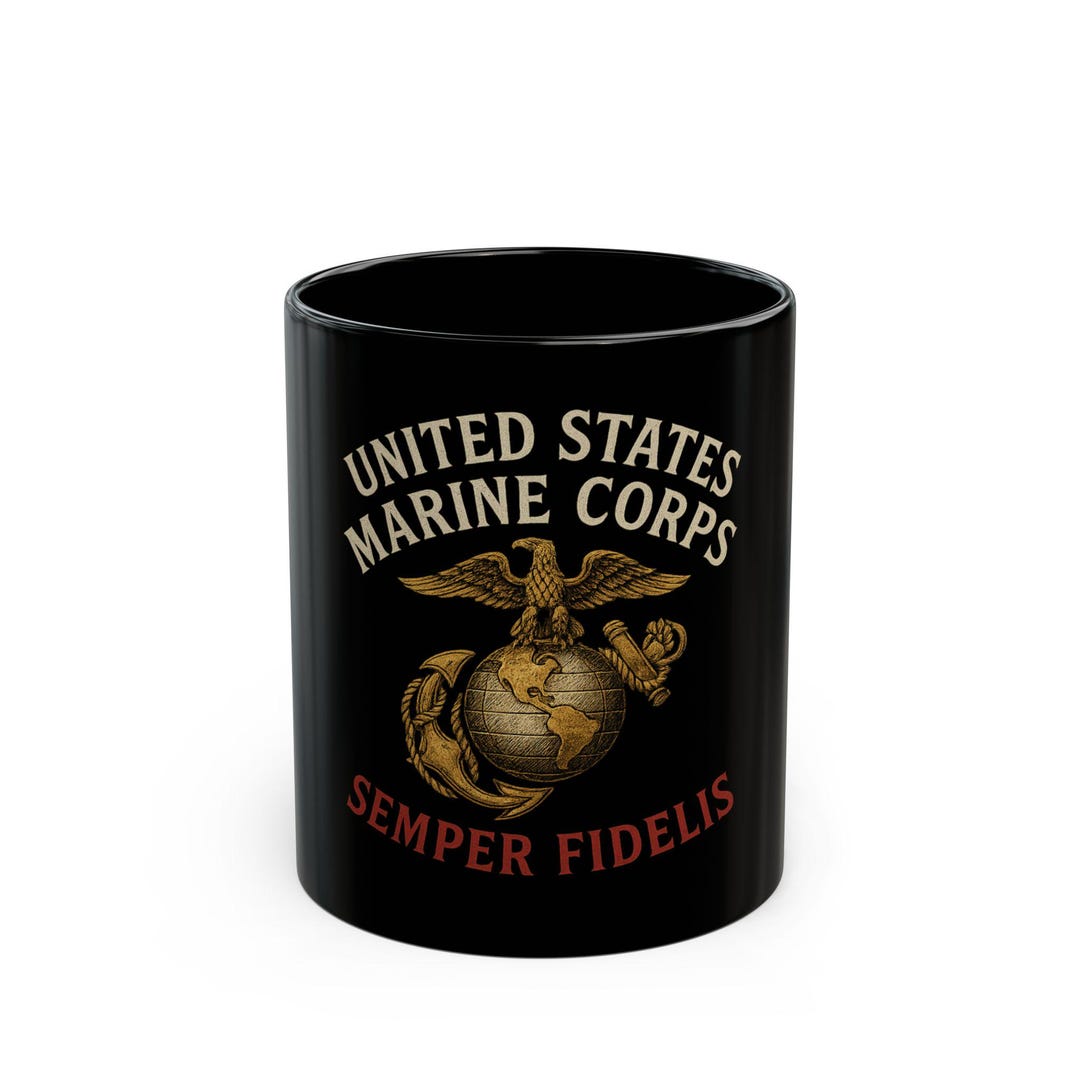 United States Marine Core Mug | USMC Coffee Cup, Black Ceramic Mug - Etsy