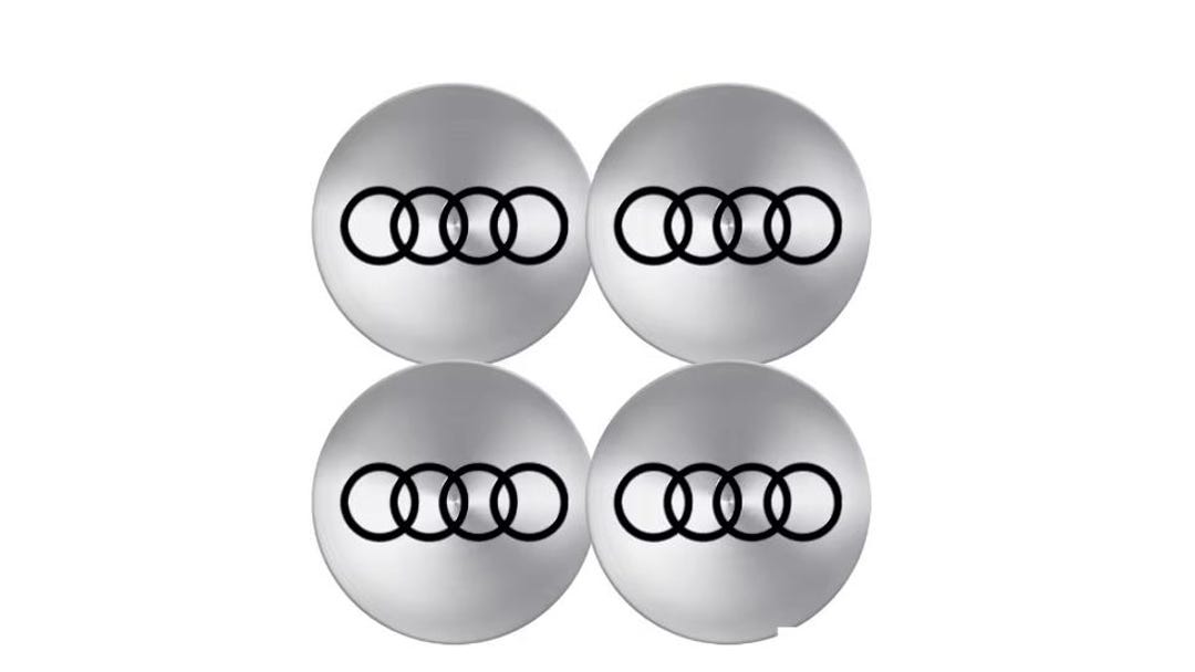 Audi Chrome With Black Sign Wheel Center Cap Sticker 60mm Set 4x ...