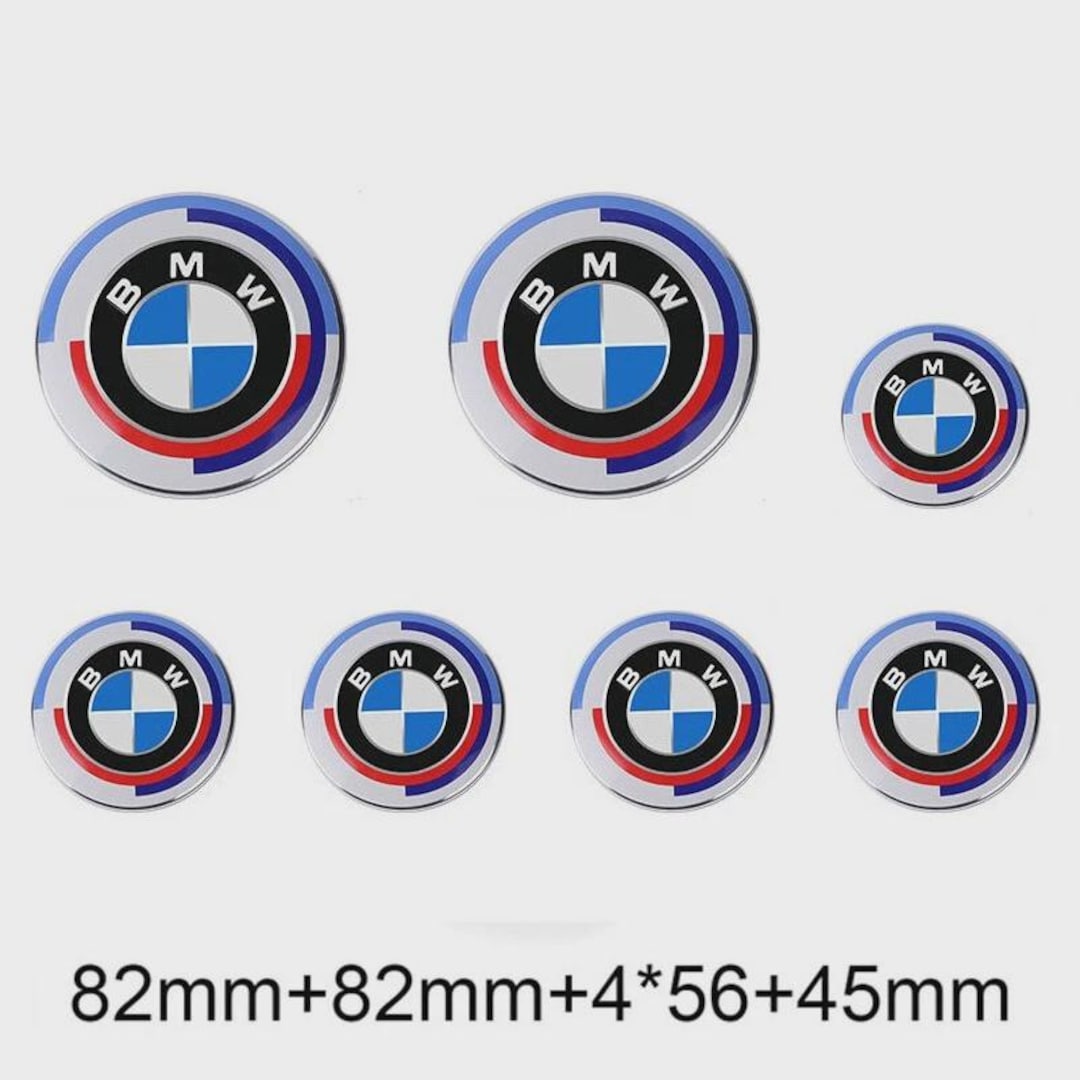 For 7pcs/set BMW Front Rear Emblem 50th Anniversary Badge Wheel Hub ...