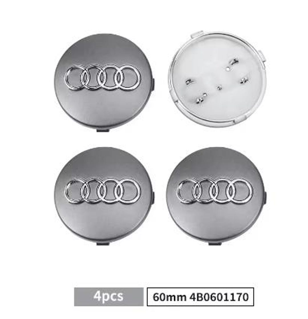 4pcs 60mm Wheel Center Cap Hub Covers Badge 4B0601170 – Grey Car Wheel ...