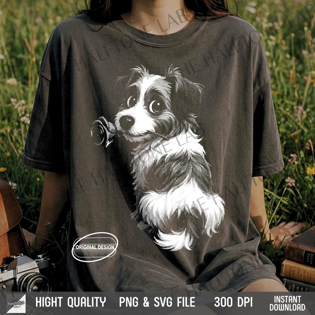 Valentine Dog PNG SVG Vintage Halftone Dot Style Dog With Rose Shirt ...