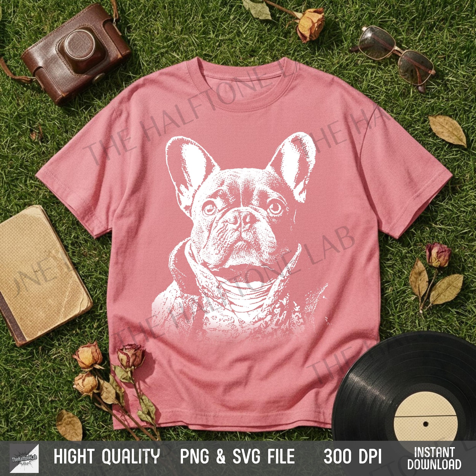 French Bulldog PNG Vintage Halftone Dot, Frenchie Dog Shirt Design ...