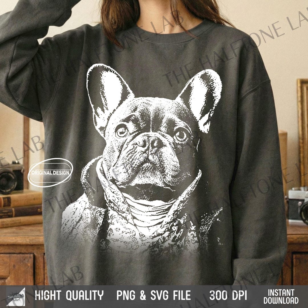 French Bulldog PNG Vintage Halftone Dot, Frenchie Dog Shirt Design ...