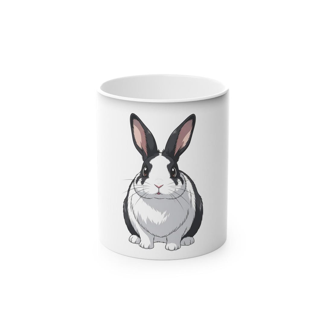 Black and White Rabbit Magic Mug, Cute Animal Coffee Cup, Gift for ...