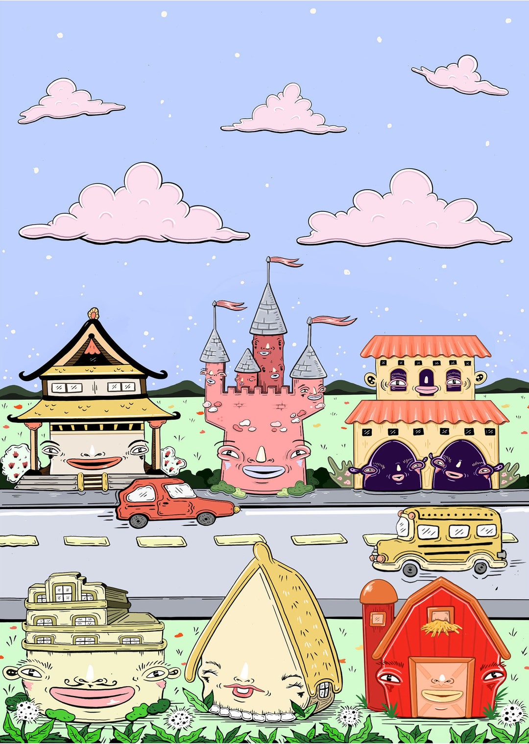 Happy Homes, Anthropomorphic Architectural Buildings, Educational ...