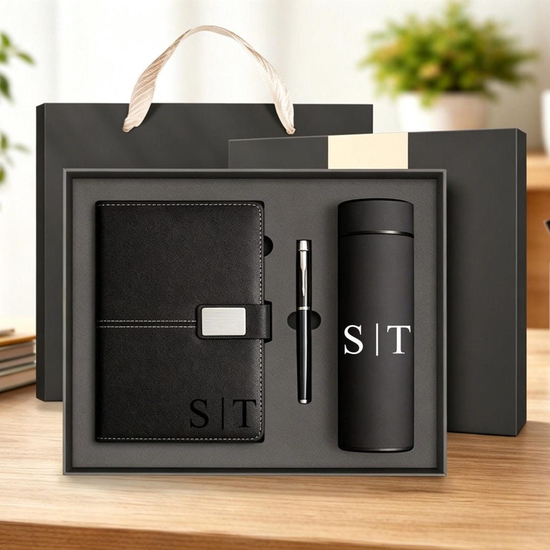 Custom Engraved Notebook With Pen, Leather Notebook Set, End of Year ...