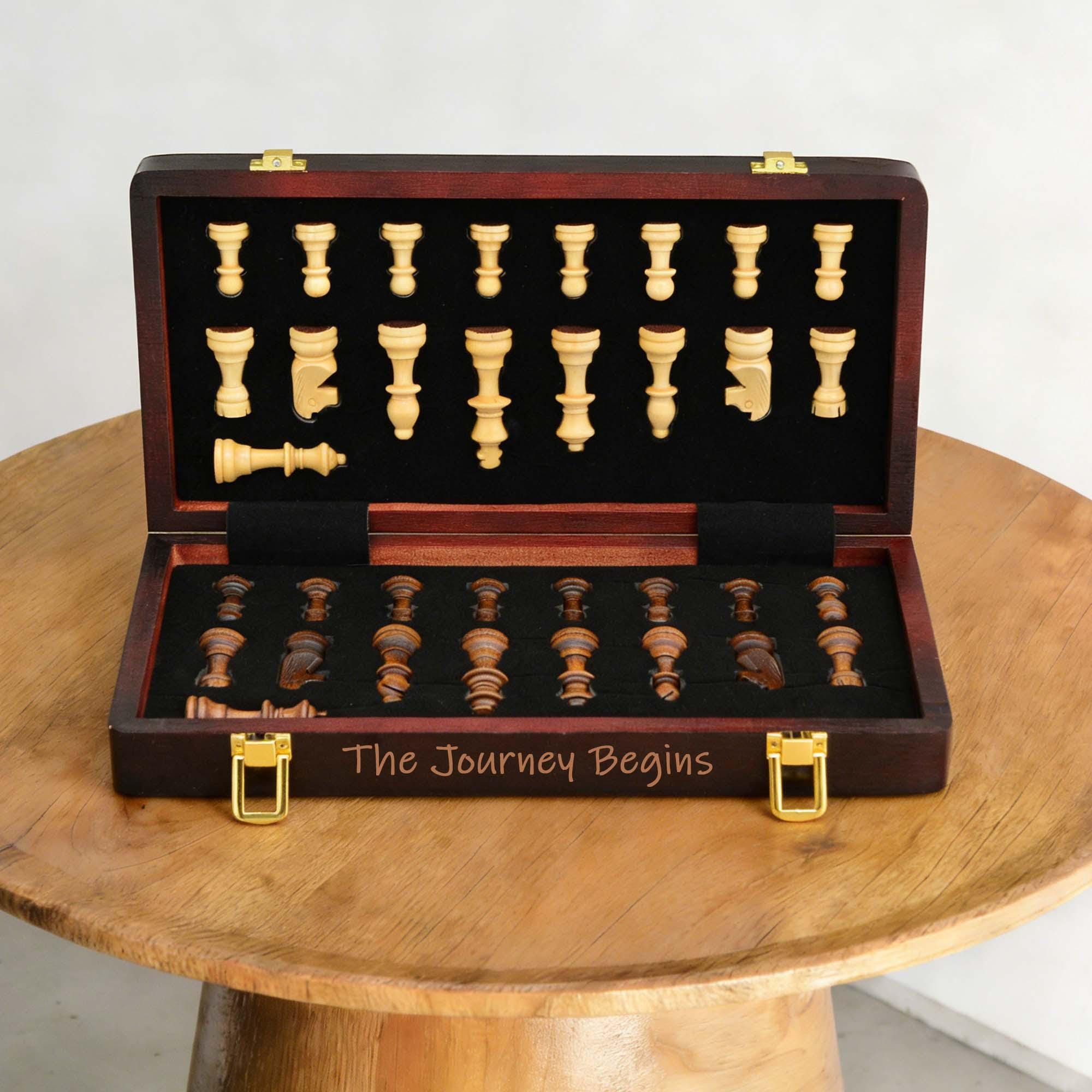 Luxury 15" Wooden Chess Set, Handcrafted Pieces Heavy Weight With Felt ...