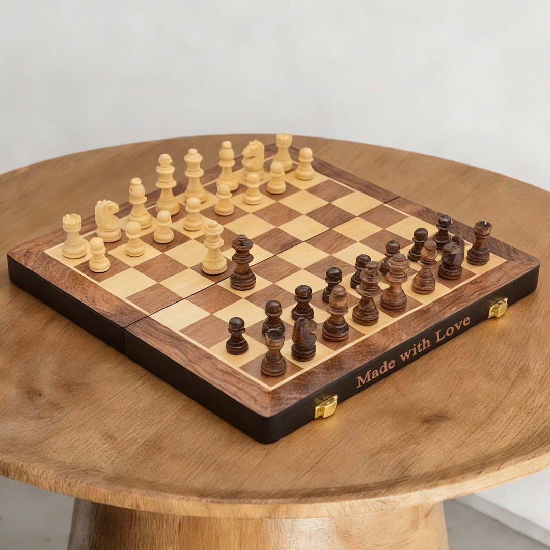 Luxury 15" Wooden Chess Set, Handcrafted Pieces Heavy Weight With Felt ...
