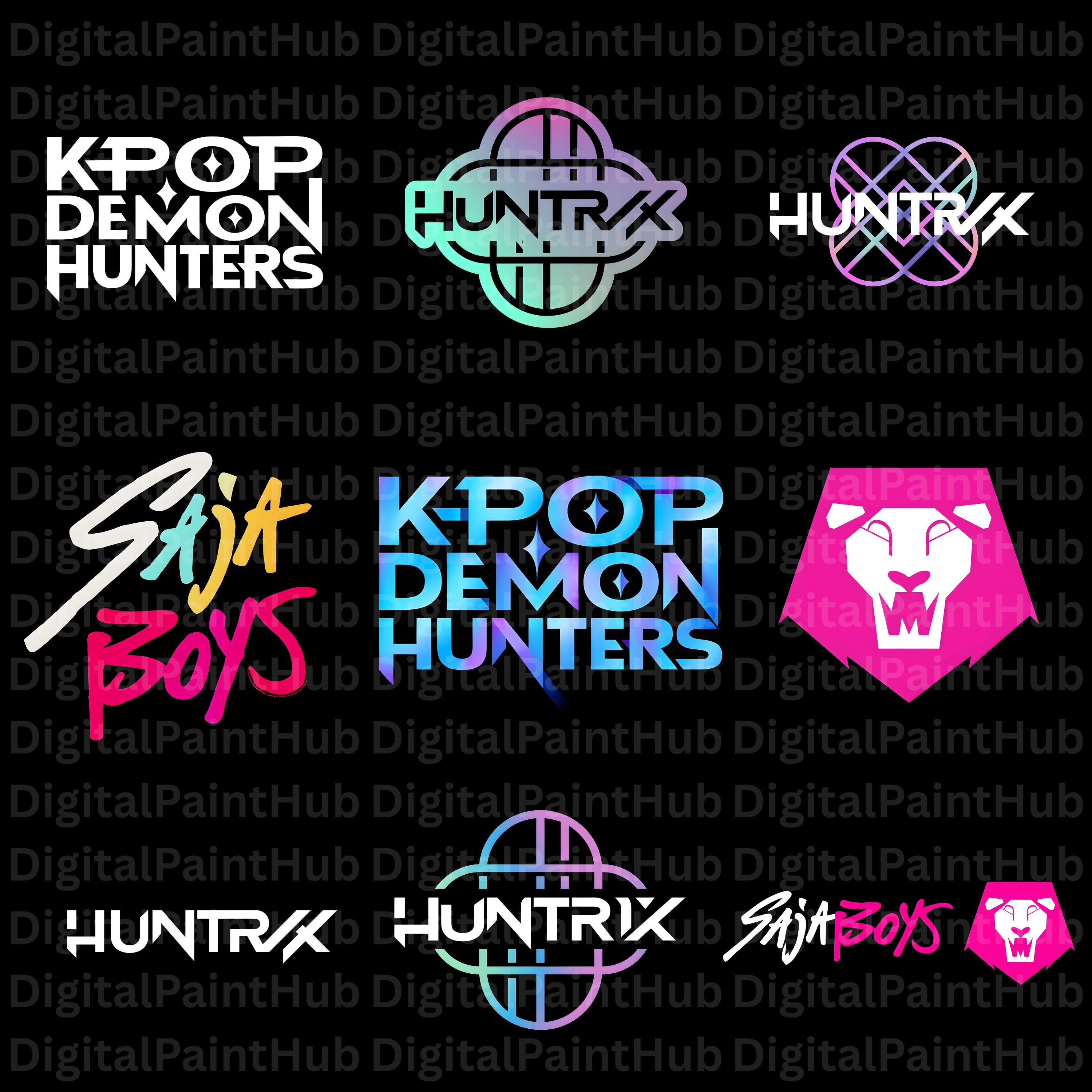 KPOP Demon Hunters Logos, Saja Boys and Huntrix SVG PNG Bundle, Demon ...