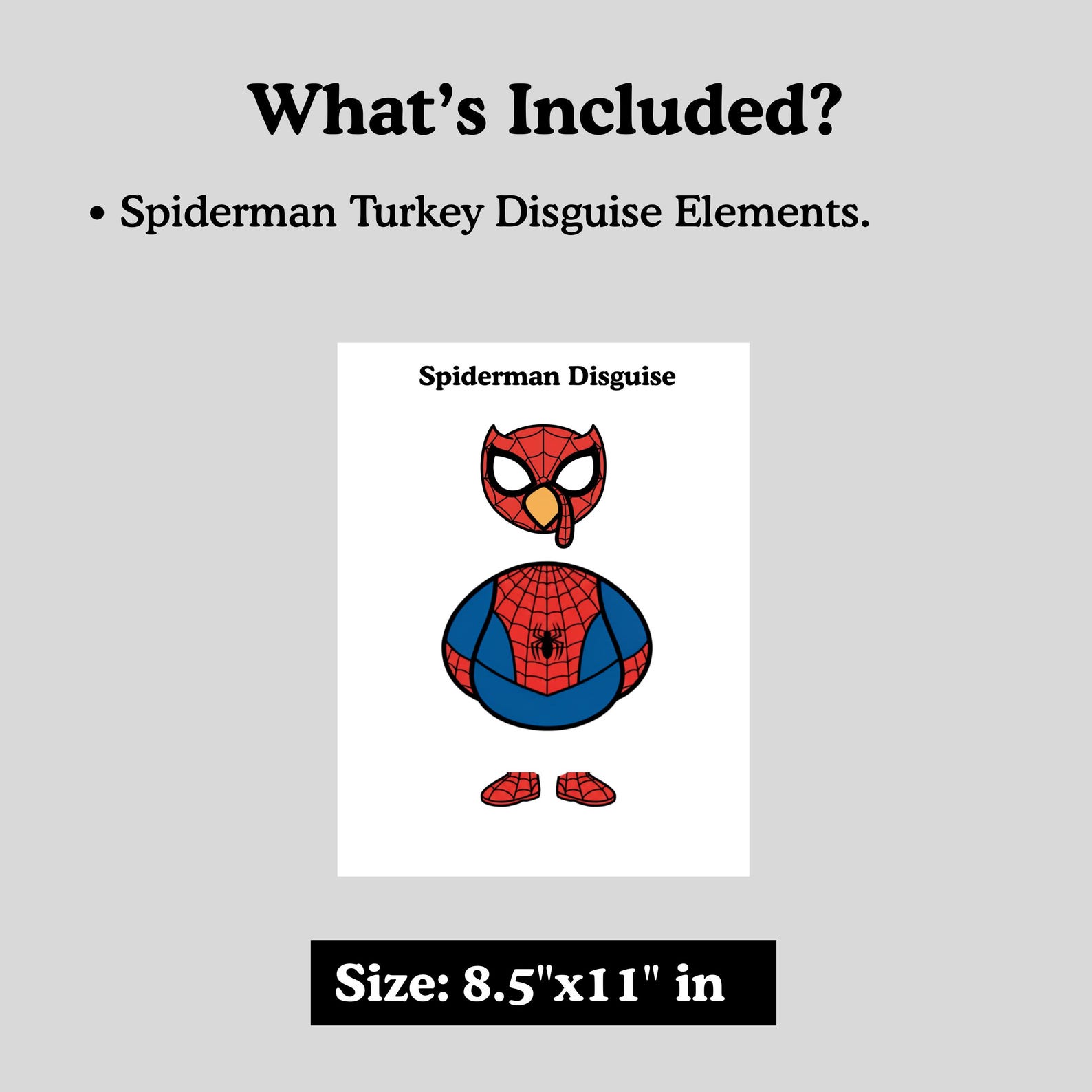 Spiderman Turkey Disguise Printable - Superhero Save a Turkey DIY Craft ...