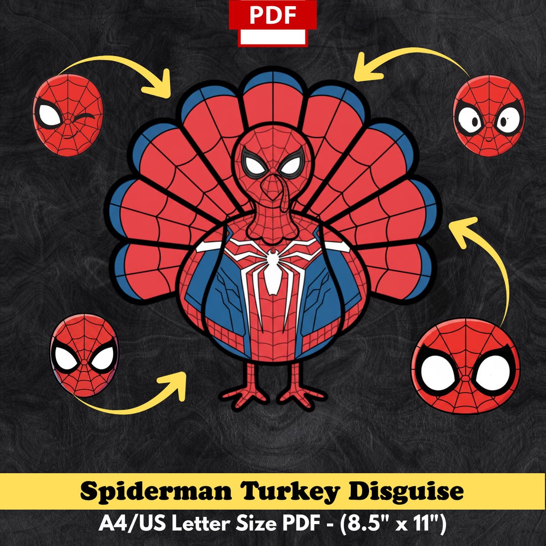 Spiderman Disguise a Turkey Printable - Superhero Thanksgiving Craft ...
