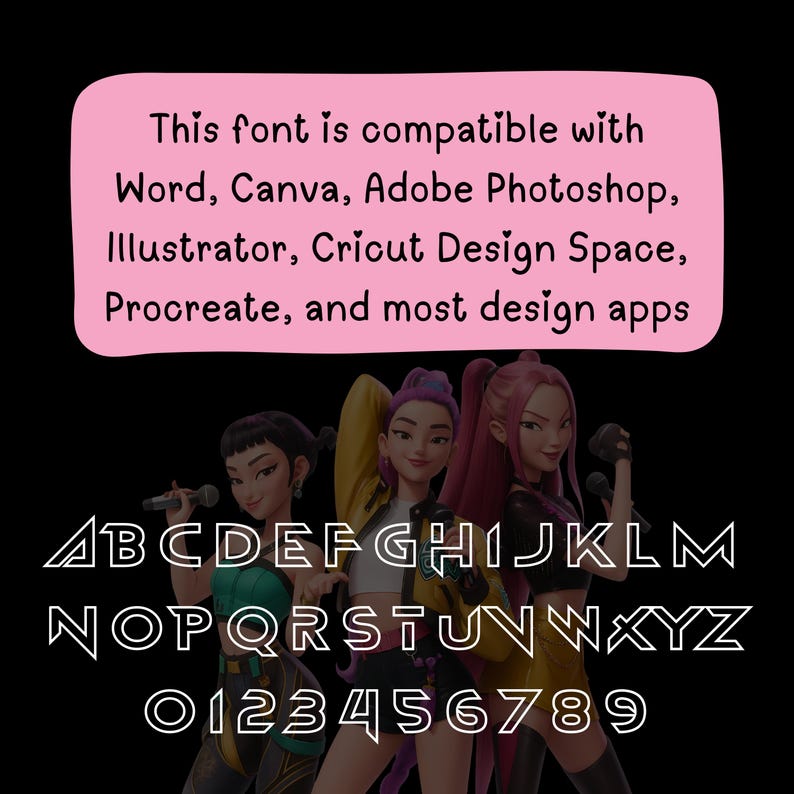 Kpop Demon Hunters Huntrix Font | Kpop Huntrix Typeface | Editable Font ...