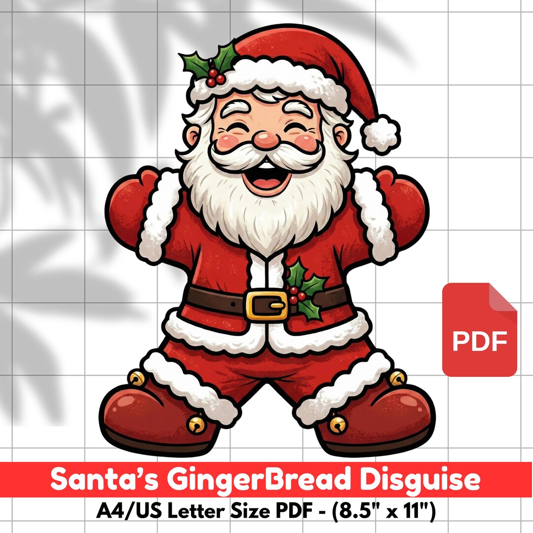 Disguise a Gingerbread Man Santa, Printable Christmas Gingerbread ...