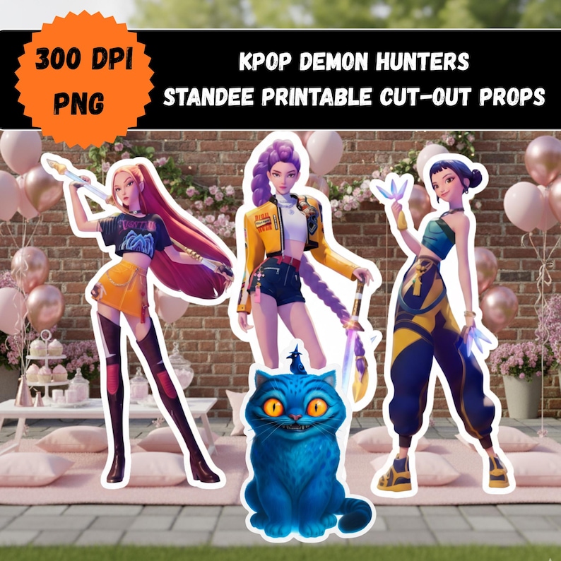 Kpop Demon Hunter Standee Cut Outs Printable, Huntrix Prop DIY Birthday ...