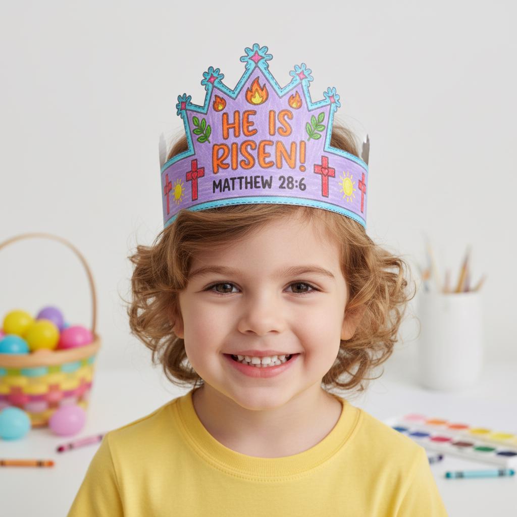 Easter Crown Craft for Kids | He Ss Risen Bible Verse | Resurrection ...