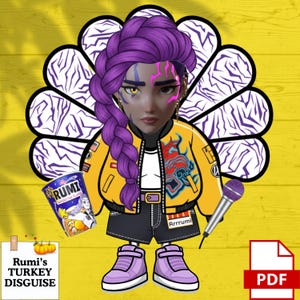 KPOP Demon Hunters Turkey Disguise Printable, Demon Rumi Thanksgiving ...