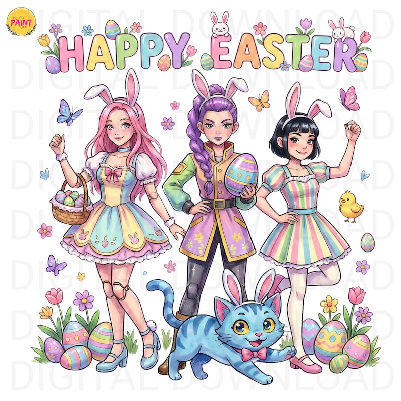 Huntrix Easter Day PNG, Happy Easter Png, Kpop Demon Hunters Easter ...