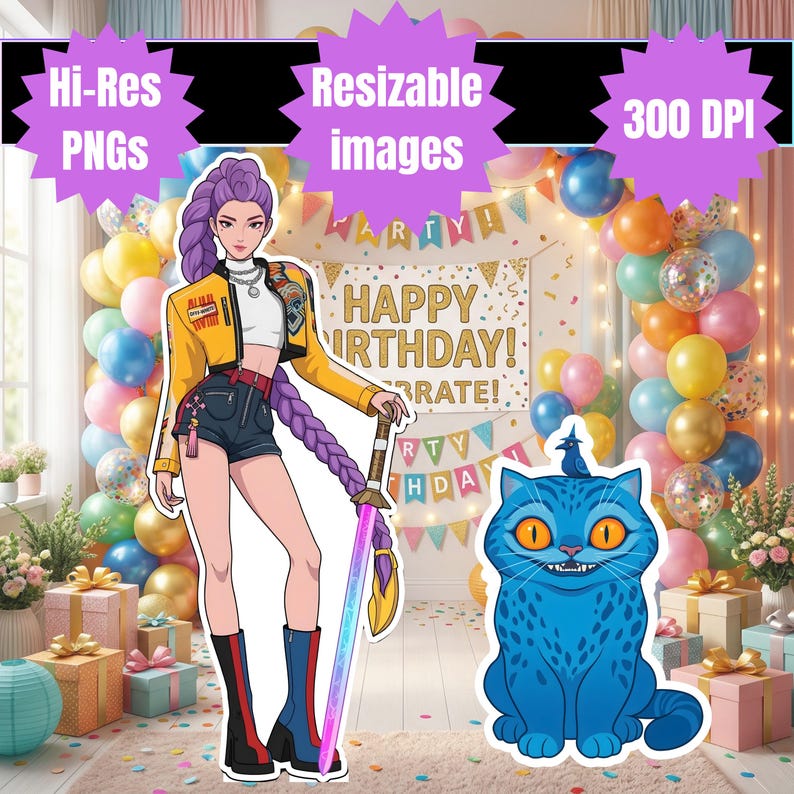 Kpop Demon Hunter Standee Cut Outs Printable, Huntrix Prop DIY Birthday ...