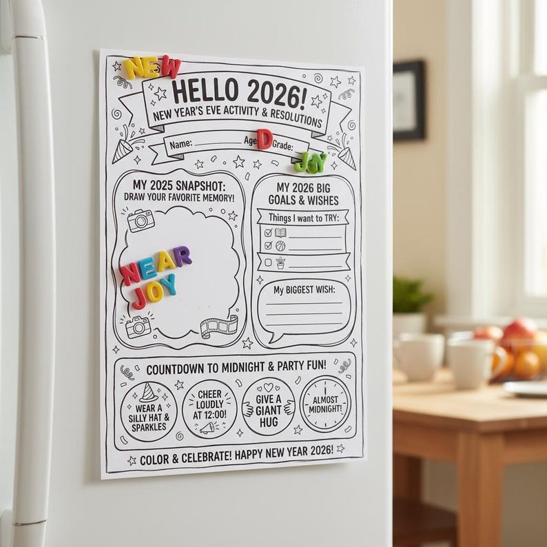 New Year’s Eve Kids Printable | 2025 Year in Review & 2026 Resolutions ...