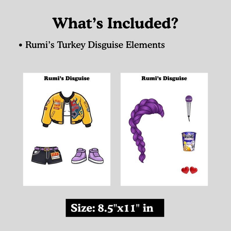 Rumi Kpop Turkey Disguise Craft Kit – Disguise a Turkey – Printable ...