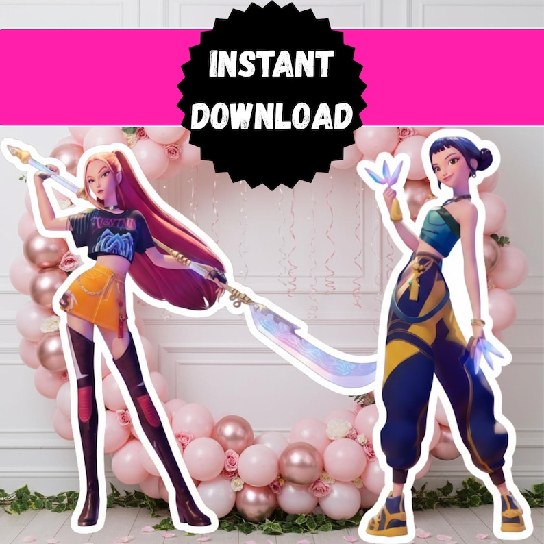 Kpop Demon Hunter Standee Cut Outs Printable, Huntrix Prop DIY Birthday ...