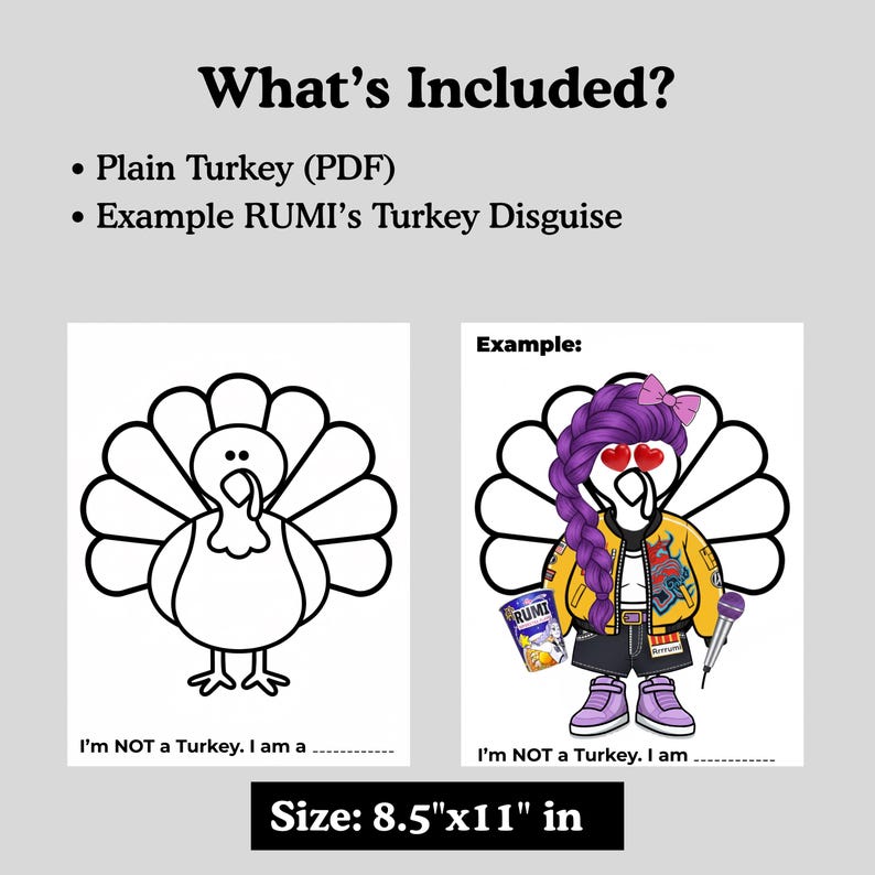 Kpop Demon Hunters Turkey Disguise Printable - Rumi Thanksgiving Craft ...