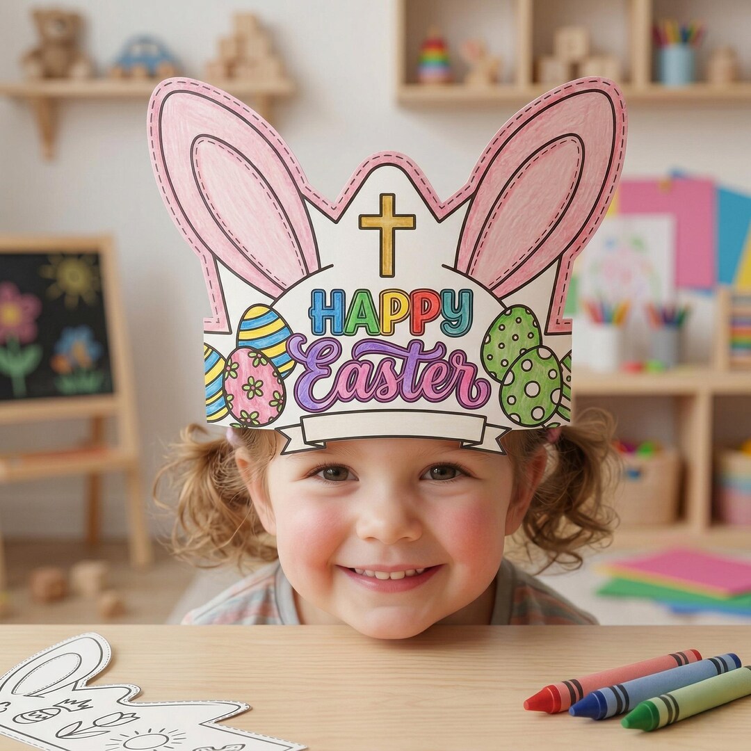 Happy Easter Crown Craft Printable | Easter Sunday School Kids Coloring ...