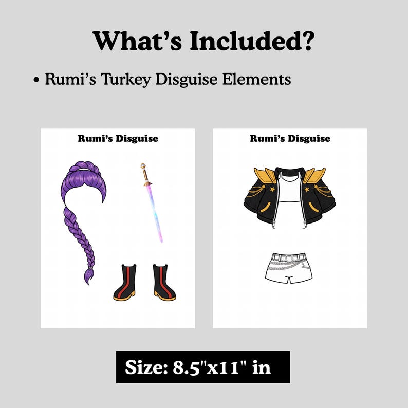 Rumi Disguise a Turkey Printable - KPOP Demon Hunters Huntrix Rumi's ...