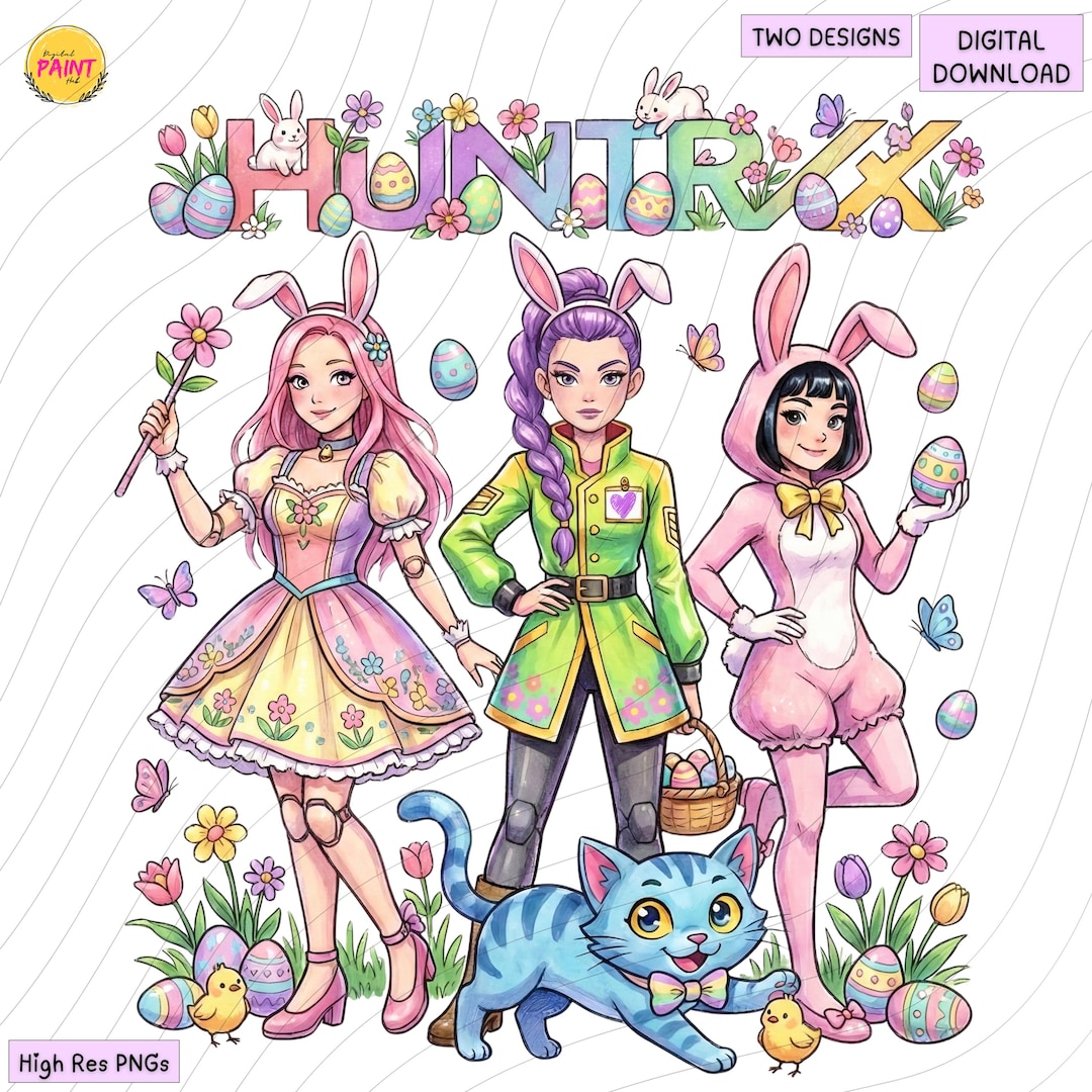 Huntrix Easter Day PNG, Happy Easter Png, Kpop Demon Hunters Easter ...