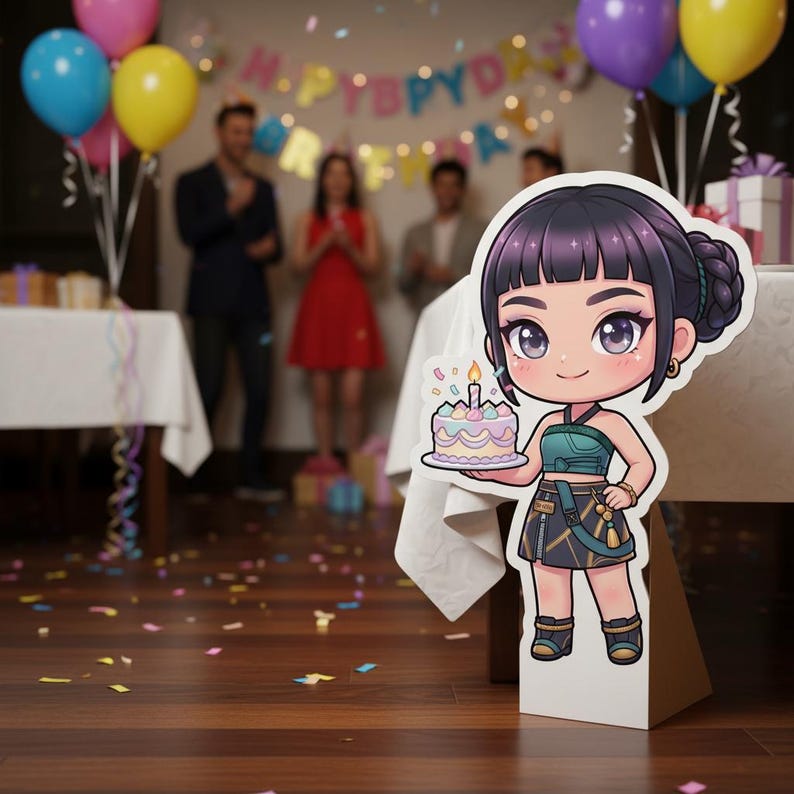 Printable Kpop Demon Hunter Chibi Girls Cutouts, Kawaii Kpop Anime ...