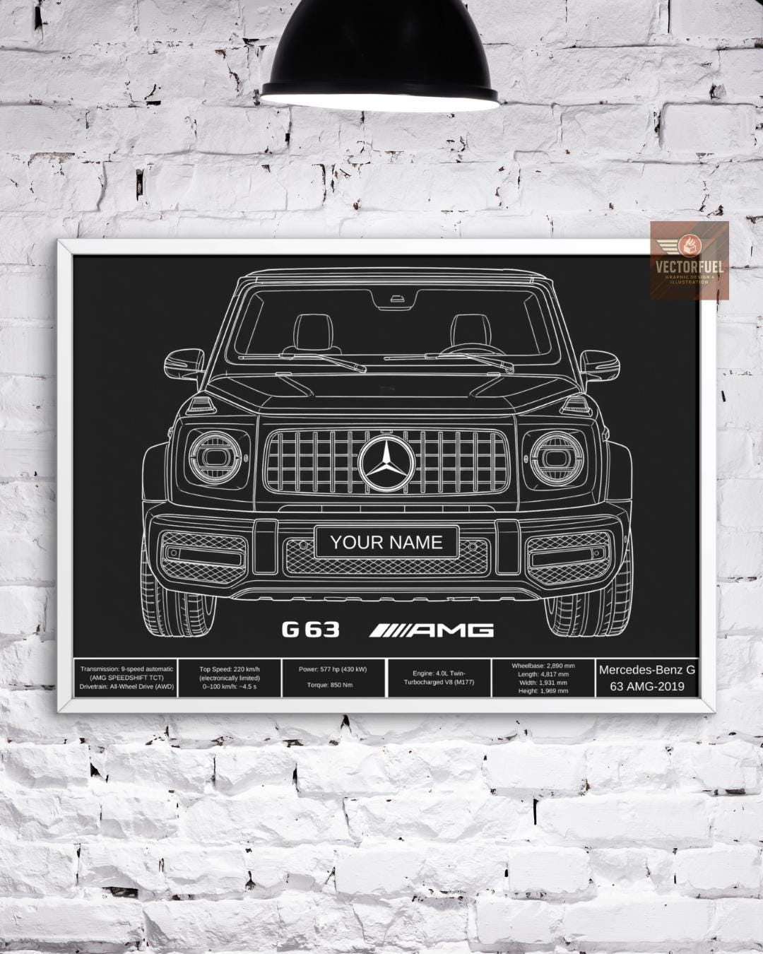 Personalized Mercedes G 63 AMG Blueprint - Custom Name Plate - Digital ...