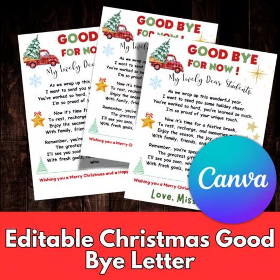 Editable Christmas Good Bye Letter to Students | Christmas Letter - Etsy