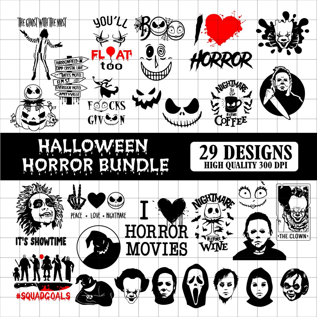 Horror SVG Bundle, Horror PNG/SVG Bundle, Halloween Horror Characters ...