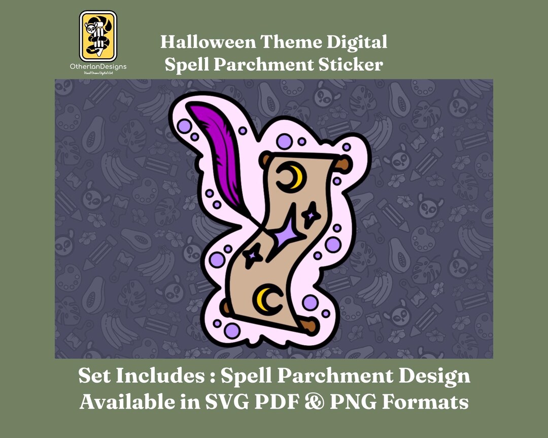 Spell Parchment Sticker | Witch Scroll Digital Clipart SVG PNG PDF - Etsy