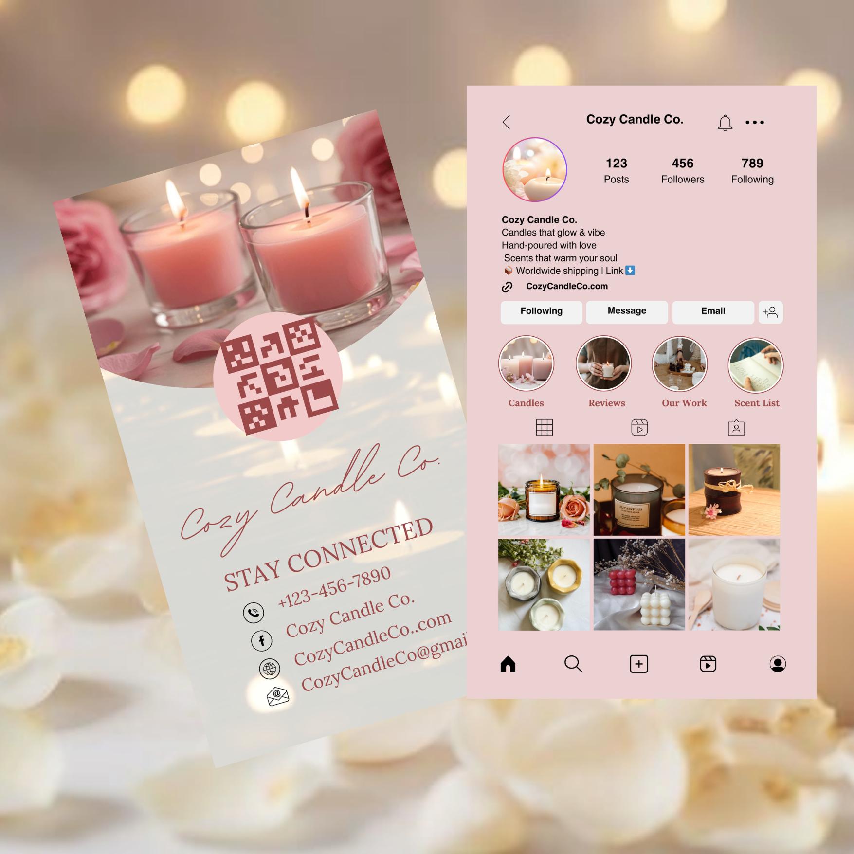 Instagram Business Card for Candle Makers: Custom QR Code Canva ...
