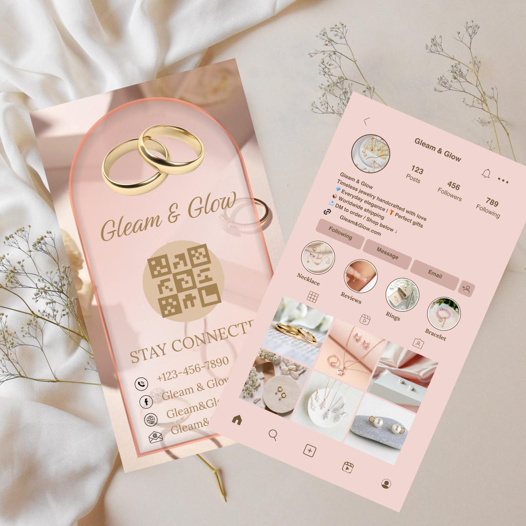 Jewelry Instagram Business Card: QR Code Marketing (printable Digital ...
