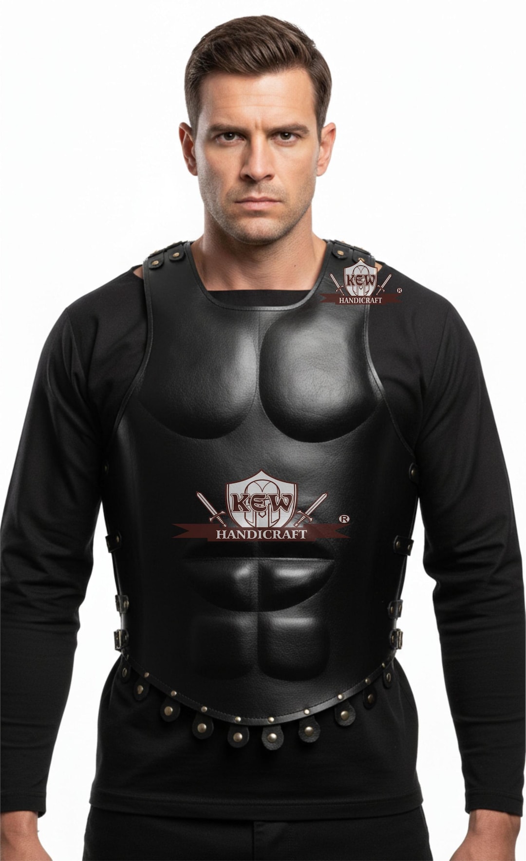 Black Leather Muscle Cuirass – Roman Gladiator Body Armor, LARP Cosplay ...