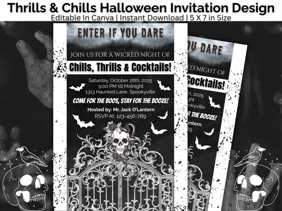 Enter If You Dare Scary Adult Invite, Editable Halloween Party ...