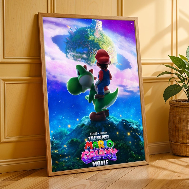 Super Mario Galaxy Movie Poster – Yoshi and Mario Space Art - Etsy