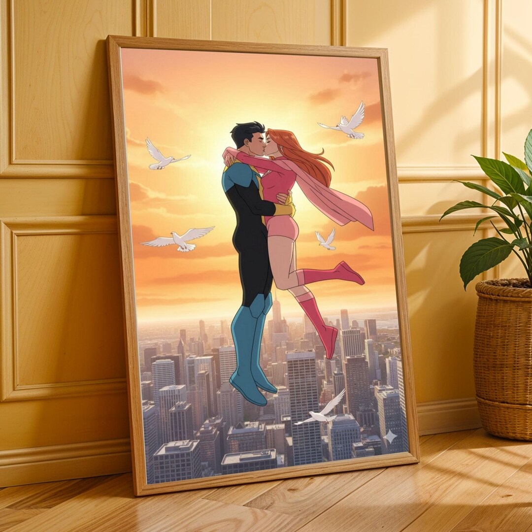 Invincible and Atom Eve Romantic Kiss Poster | Mark Grayson & Samantha ...