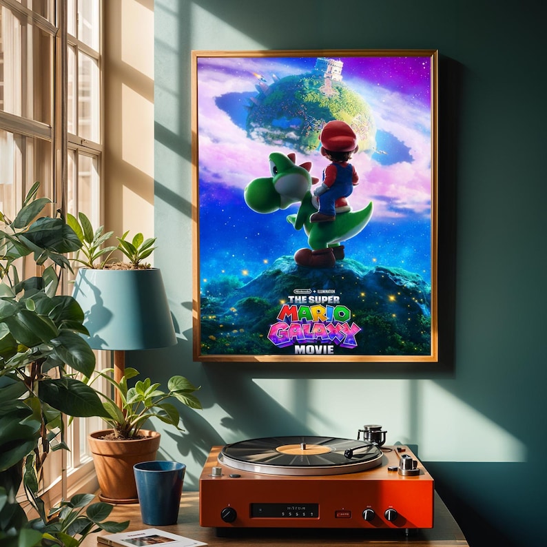 Super Mario Galaxy Movie Poster – Yoshi and Mario Space Art - Etsy