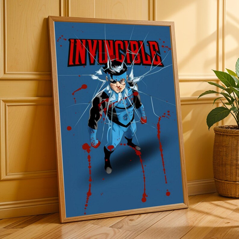 Invincible Comic Book Cover Tv Show Poster | Superhero Battle Arena ...