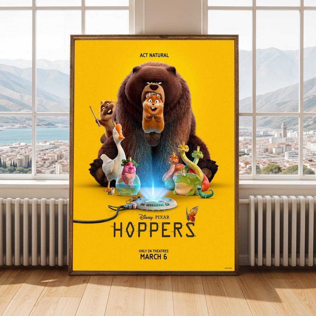 Hoppers Art Print – Vintage Travel Style, Yellow Glow and Cartoon ...